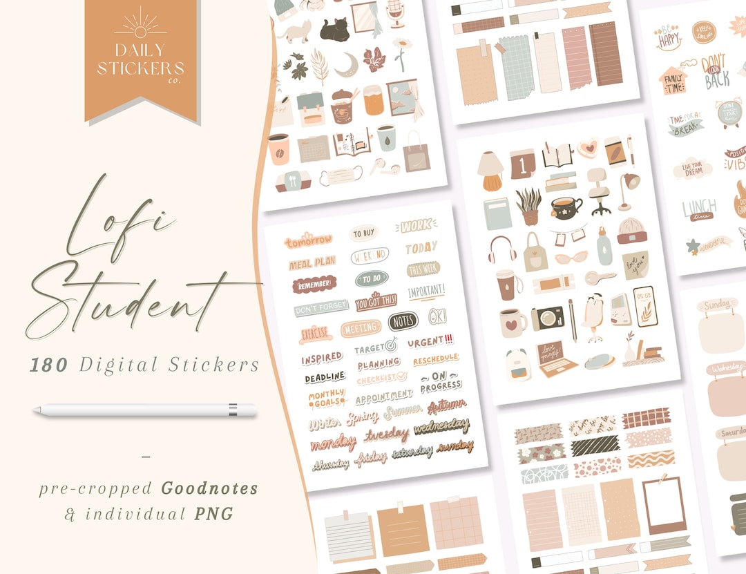 Student Life Goodnotes Digital Stickers Study Clipart Student Lofi ...