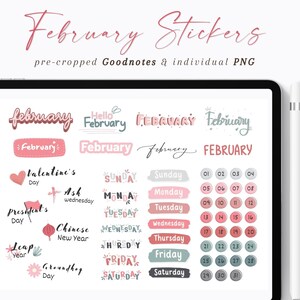 Month of February Goodnotes Digital Stickers for Everyday Use, Monthly ...