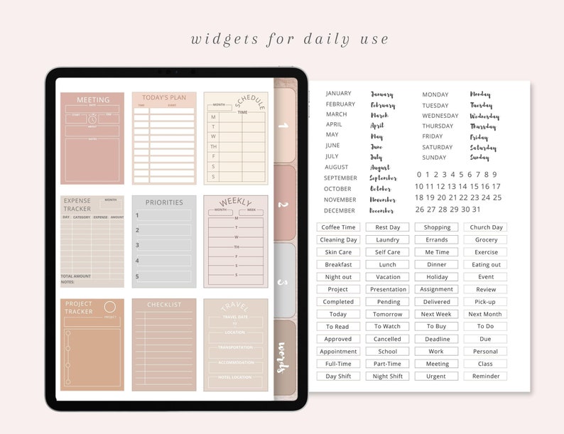Must-have Everyday Widgets Digital Stickers for Goodnotes, Notepad ...