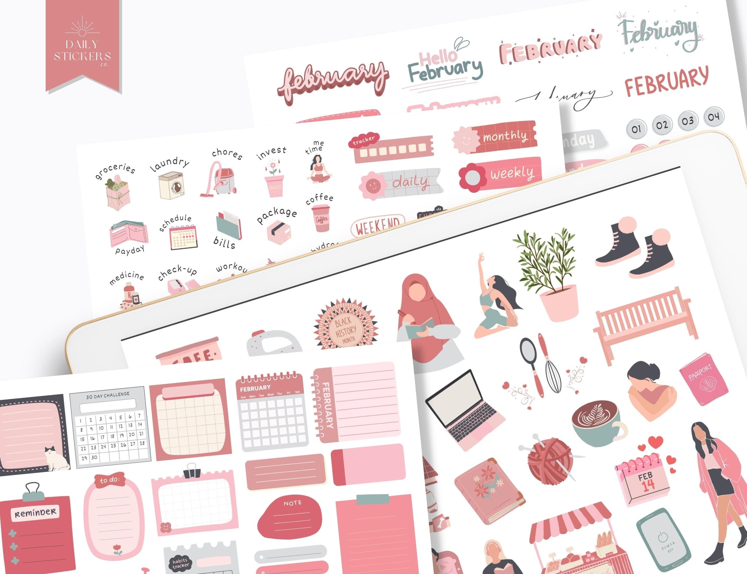 Month of February Goodnotes Digital Stickers for Everyday Use - Etsy