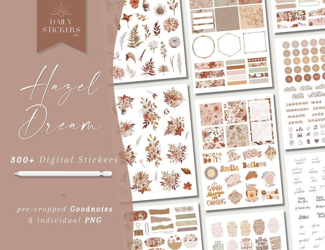 Hazel Dream Botanical Stickers: 309-piece Goodnotes Planner (PNG) - Etsy