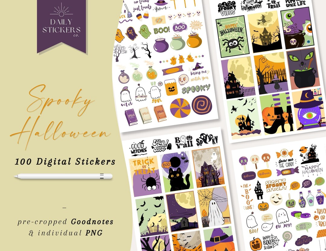 Spooky Halloween Digital Stickers for Goodnotes Planner, Halloween ...