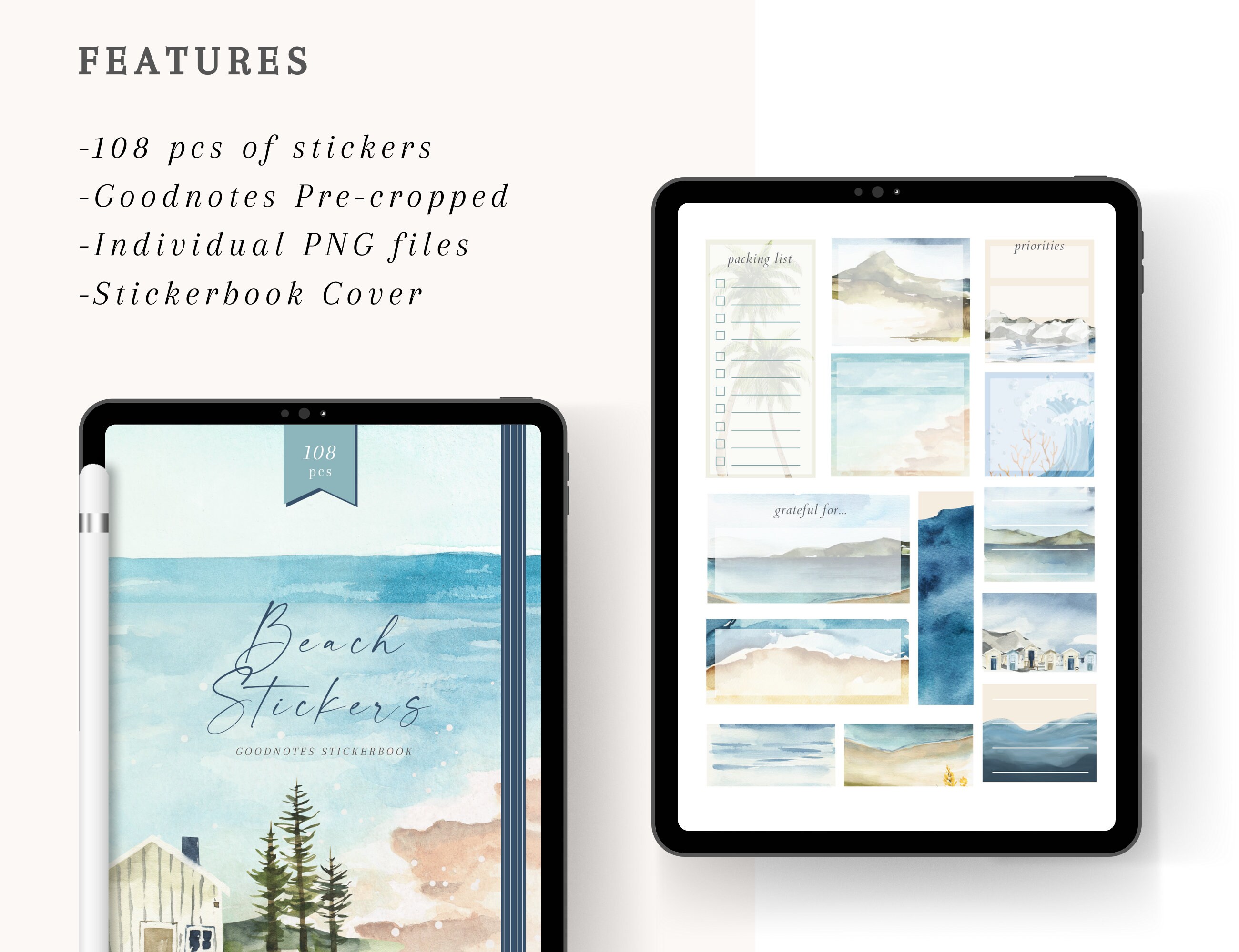 Beach Digital Stickers for Goodnotes Season Stickers Summer - Etsy