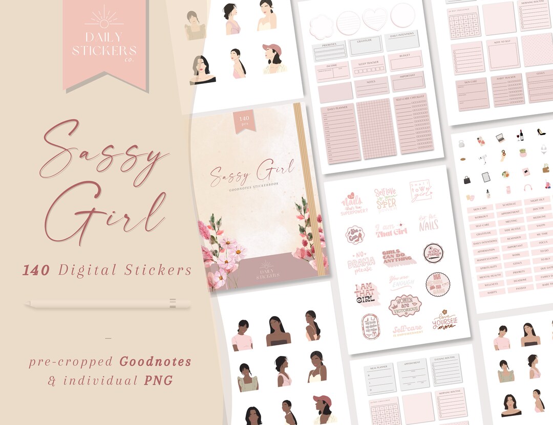 Sassy Girl Digital Stickers: Goodnotes Planner Stickers (140 Pieces) - Etsy