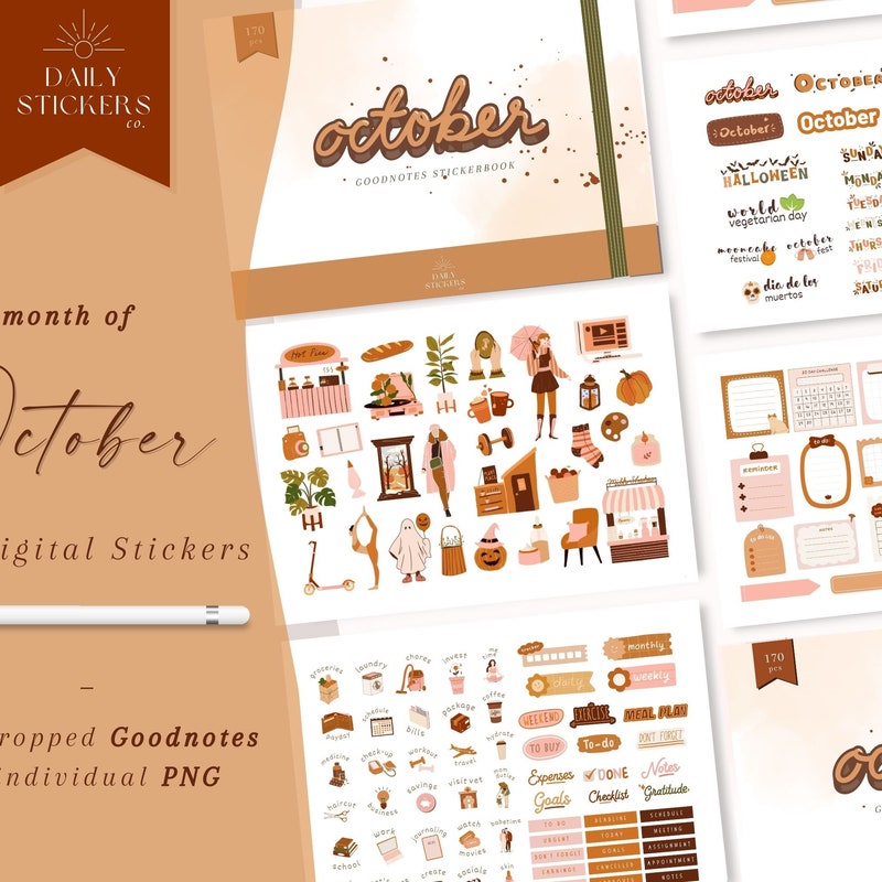 October Stickers - Etsy