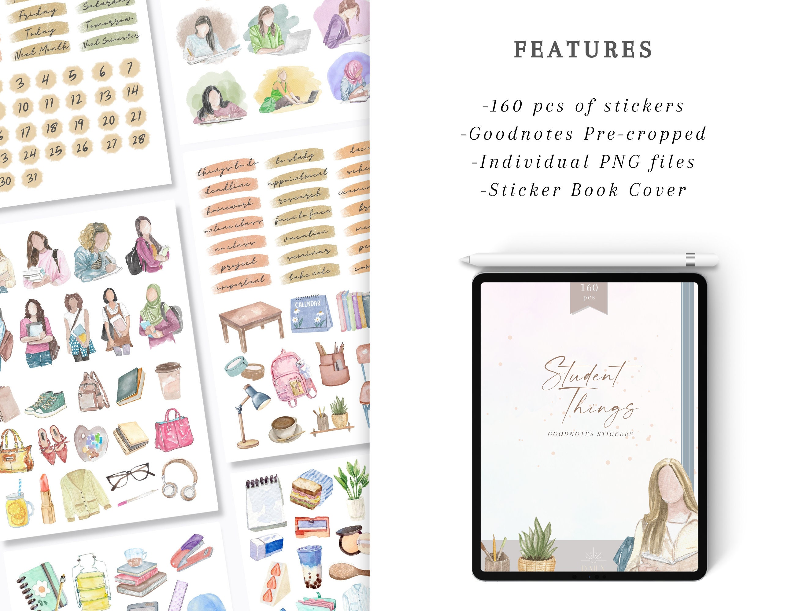 Student Digital Stickers for Goodnotes Working Student - Etsy