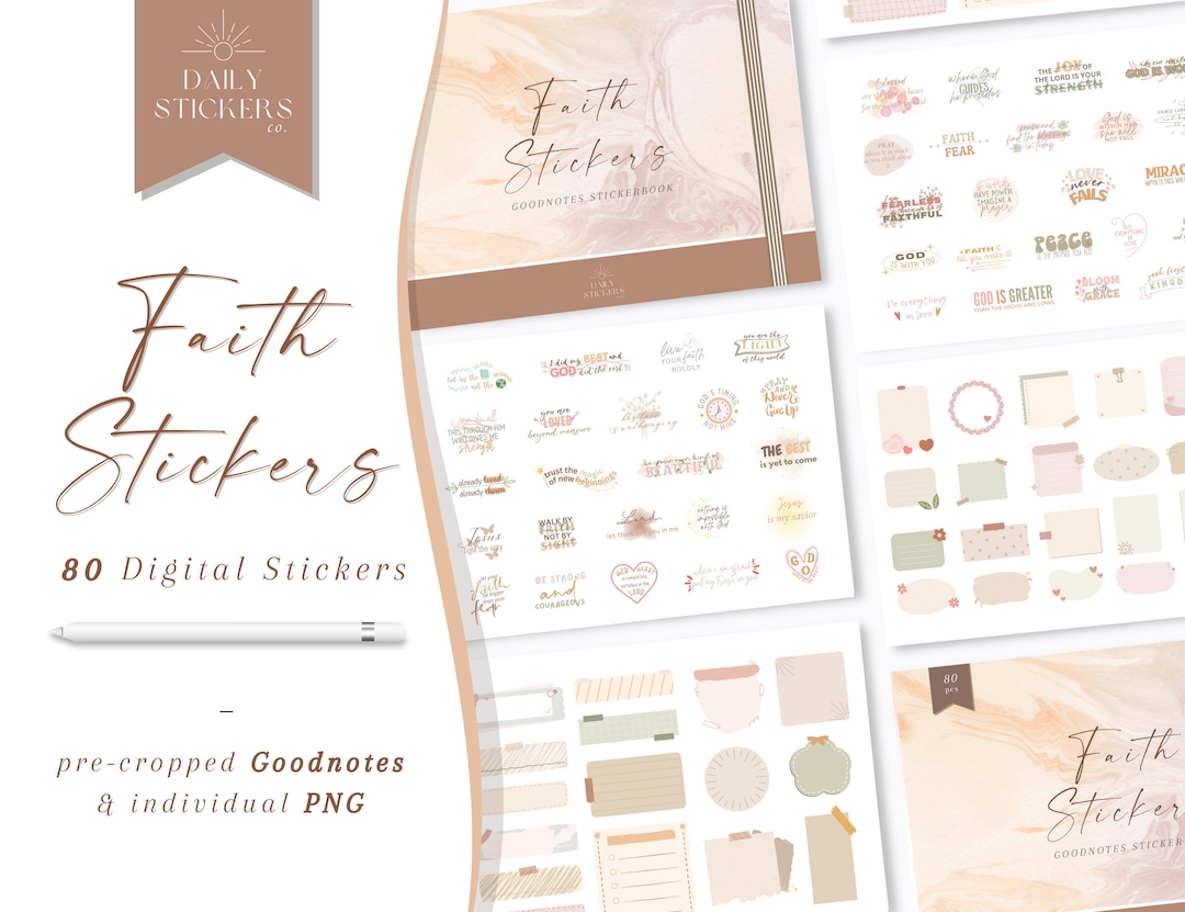 Faith Quotes Digital Stickers: Christian Bible Journaling (PNG ...