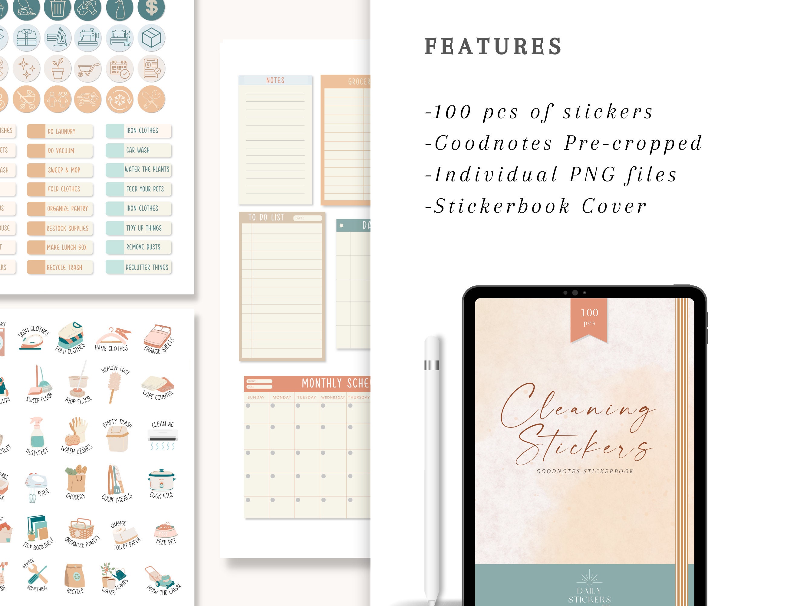 Cleaning Stickers Goodnotes Digital Stickers for Everyday Use - Etsy