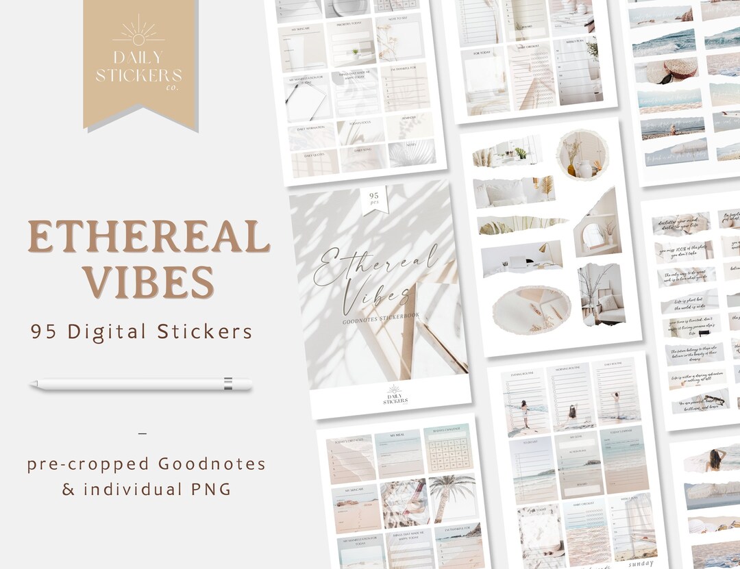Ethereal Vibes Digital Stickers, Aesthetic Stickers for Goodnotes ...
