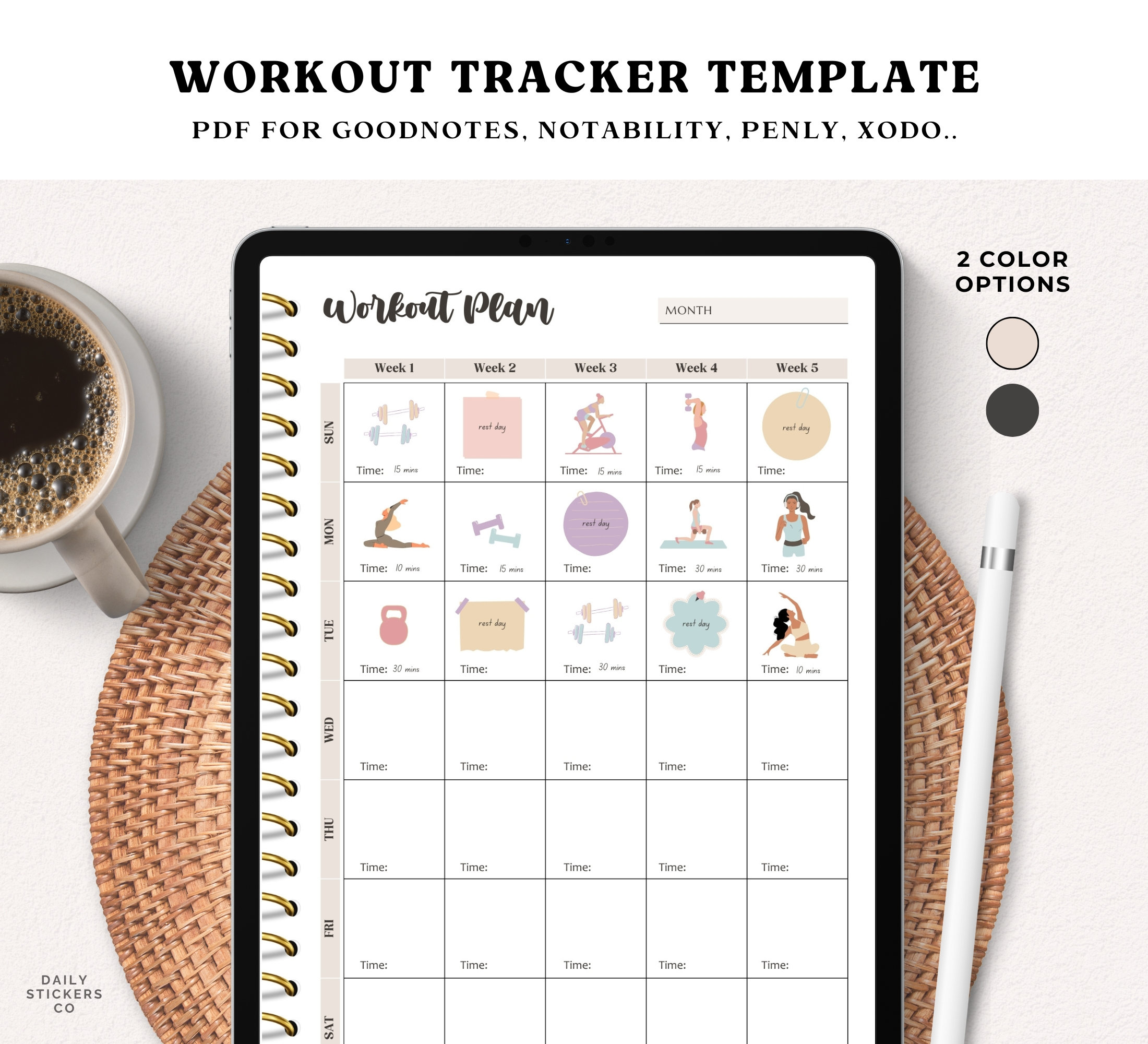 Digital Workout Plan Tracker Exercise Planner Template, Wellness ...