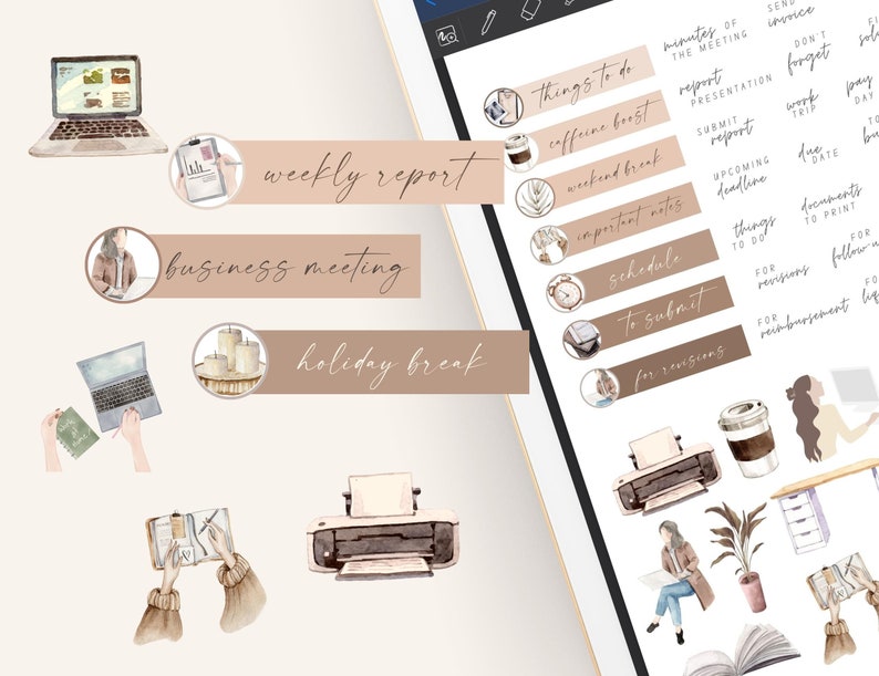 Working Girl Goodnotes Digital Stickers for Everyday Use Work - Etsy