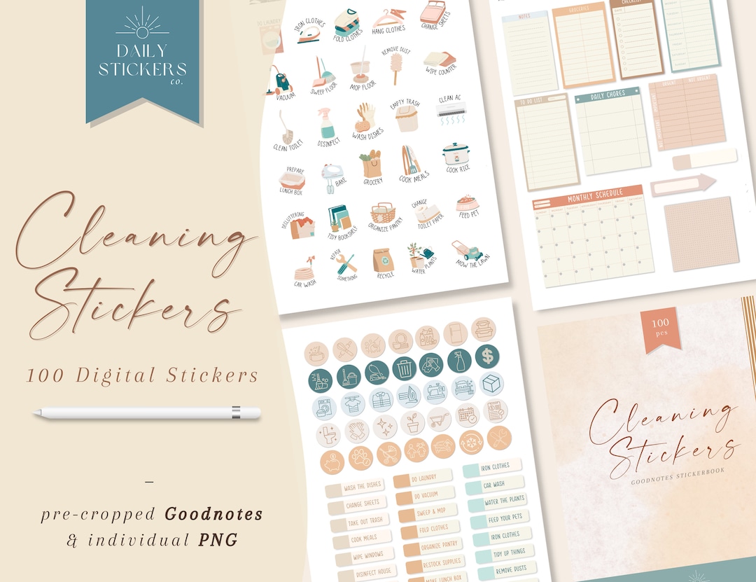 Cleaning Stickers Goodnotes Digital Stickers for Everyday Use, Everyday ...