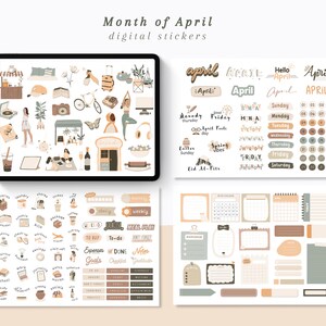 Month of April Goodnotes Digital Stickers for Everyday Use, Monthly ...