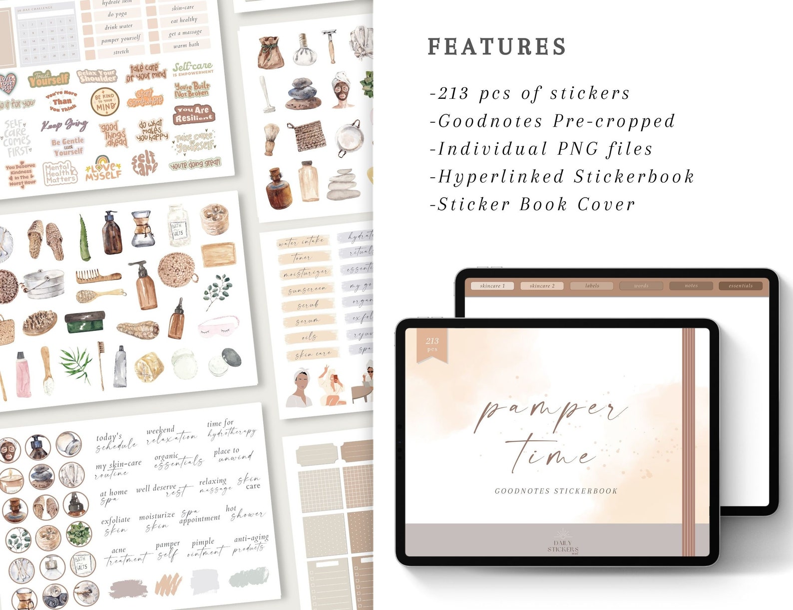 Pamper Time Goodnotes Digital Stickers, Spa Digital Stickers, Self-care ...