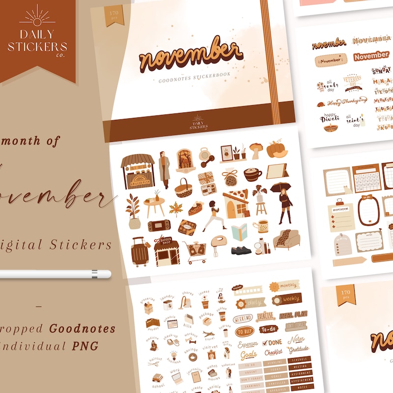 November Stickers - Etsy