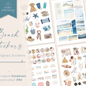 Beach Digital Stickers for Goodnotes: Summer Planner (PNG) - Etsy