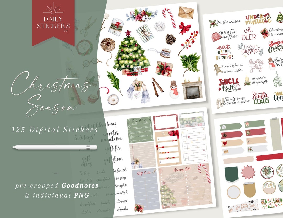 Christmas Season Goodnotes Digital Stickers, Seasonal Stickers, Modern ...