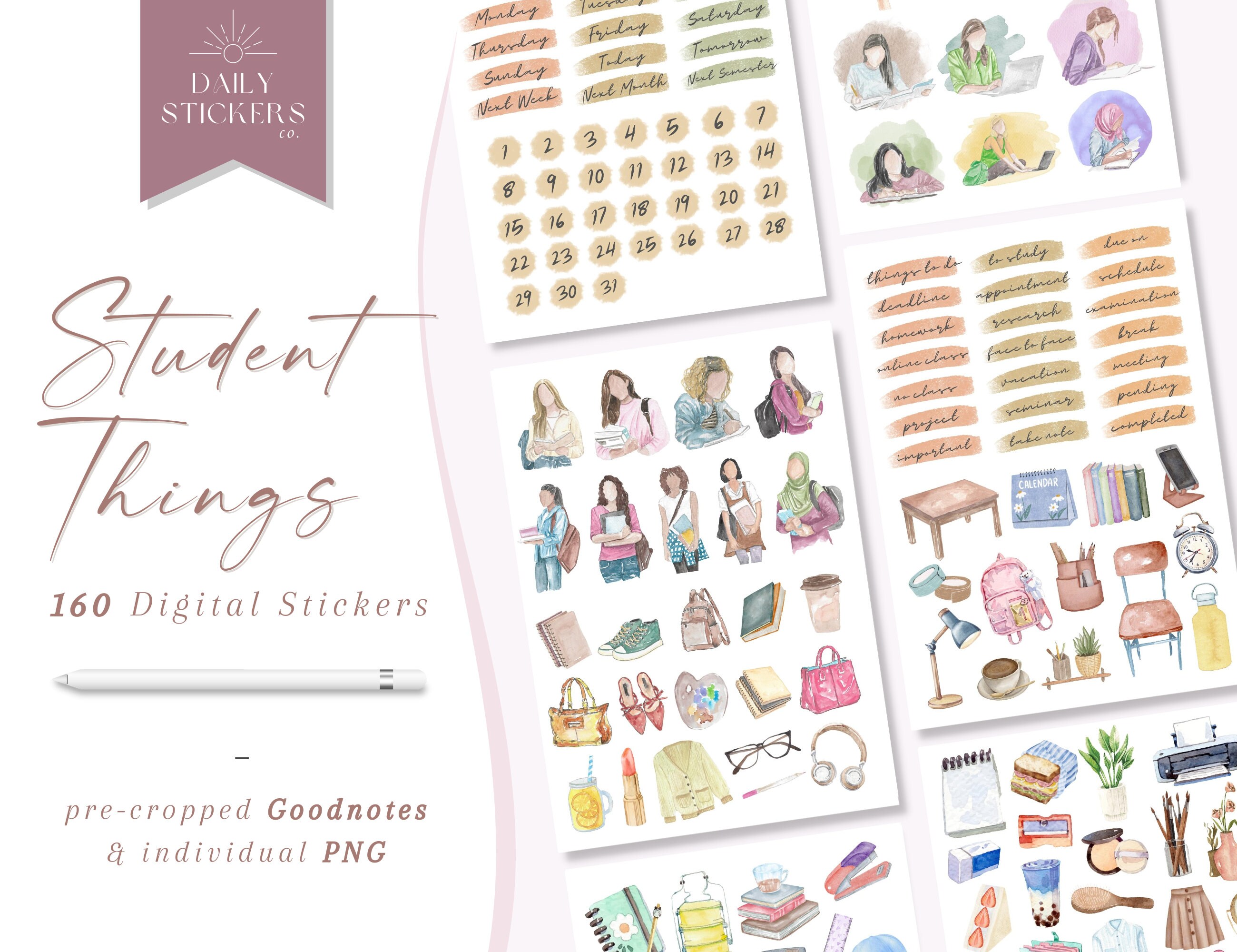Student Digital Stickers for Goodnotes Working Student - Etsy