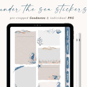 Under the Sea Goodnotes Digital Stickers, Sea Stickers, Whales, Ocean ...