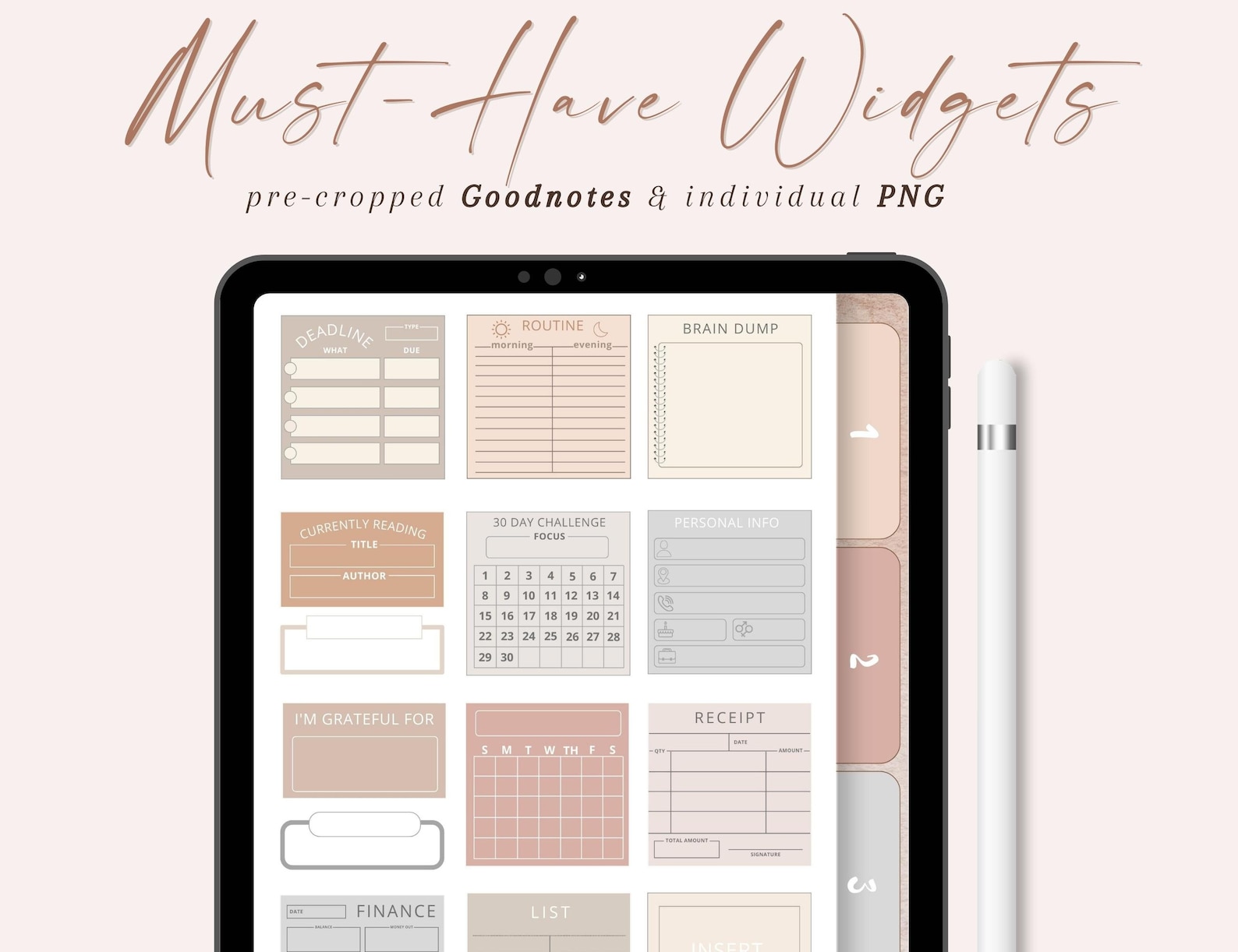 Must-have Everyday Widgets Digital Stickers for Goodnotes - Etsy