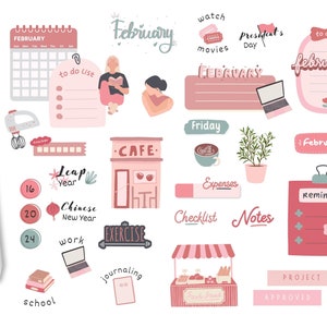 Month of February Goodnotes Digital Stickers for Everyday Use, Monthly ...