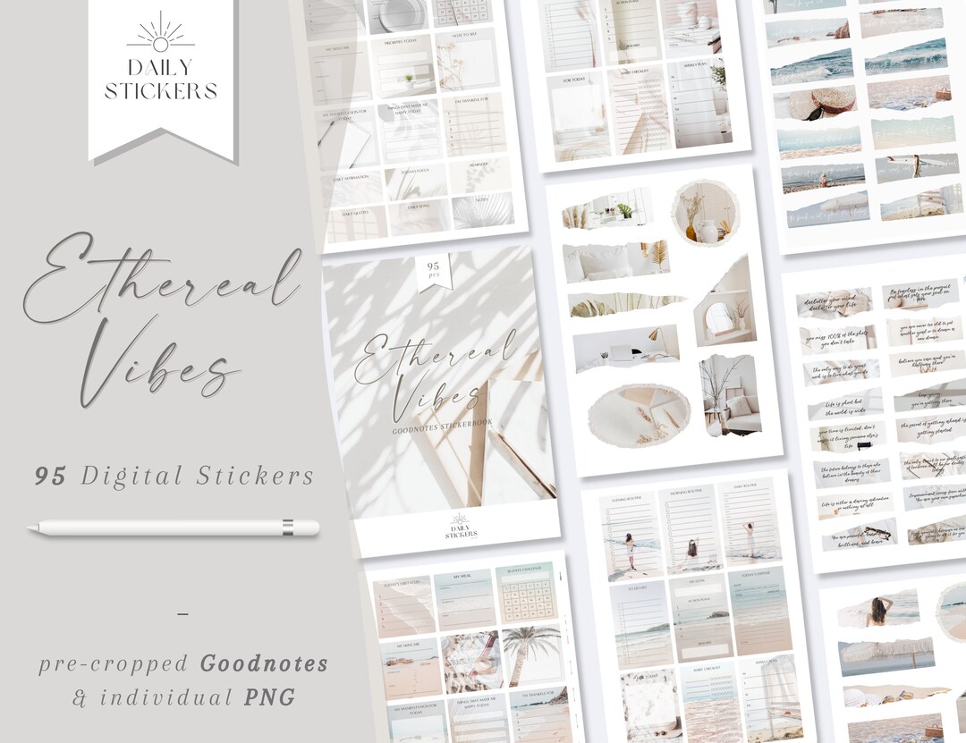 Ethereal Vibes Digital Stickers, Aesthetic Stickers for Goodnotes ...