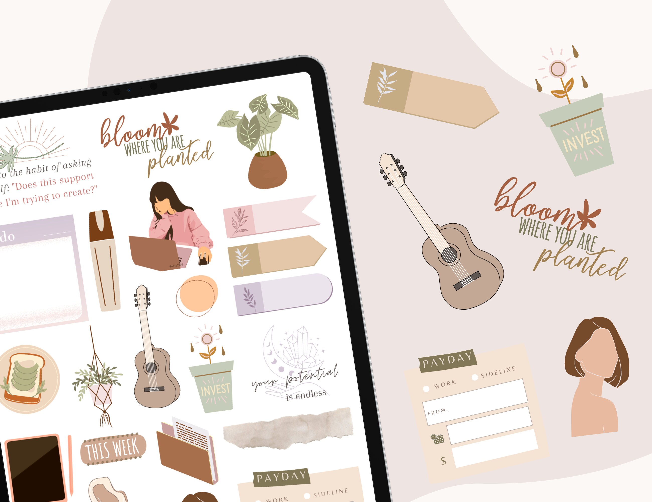 Girl Power Digital Stickers for Goodnotes Everyday Use - Etsy