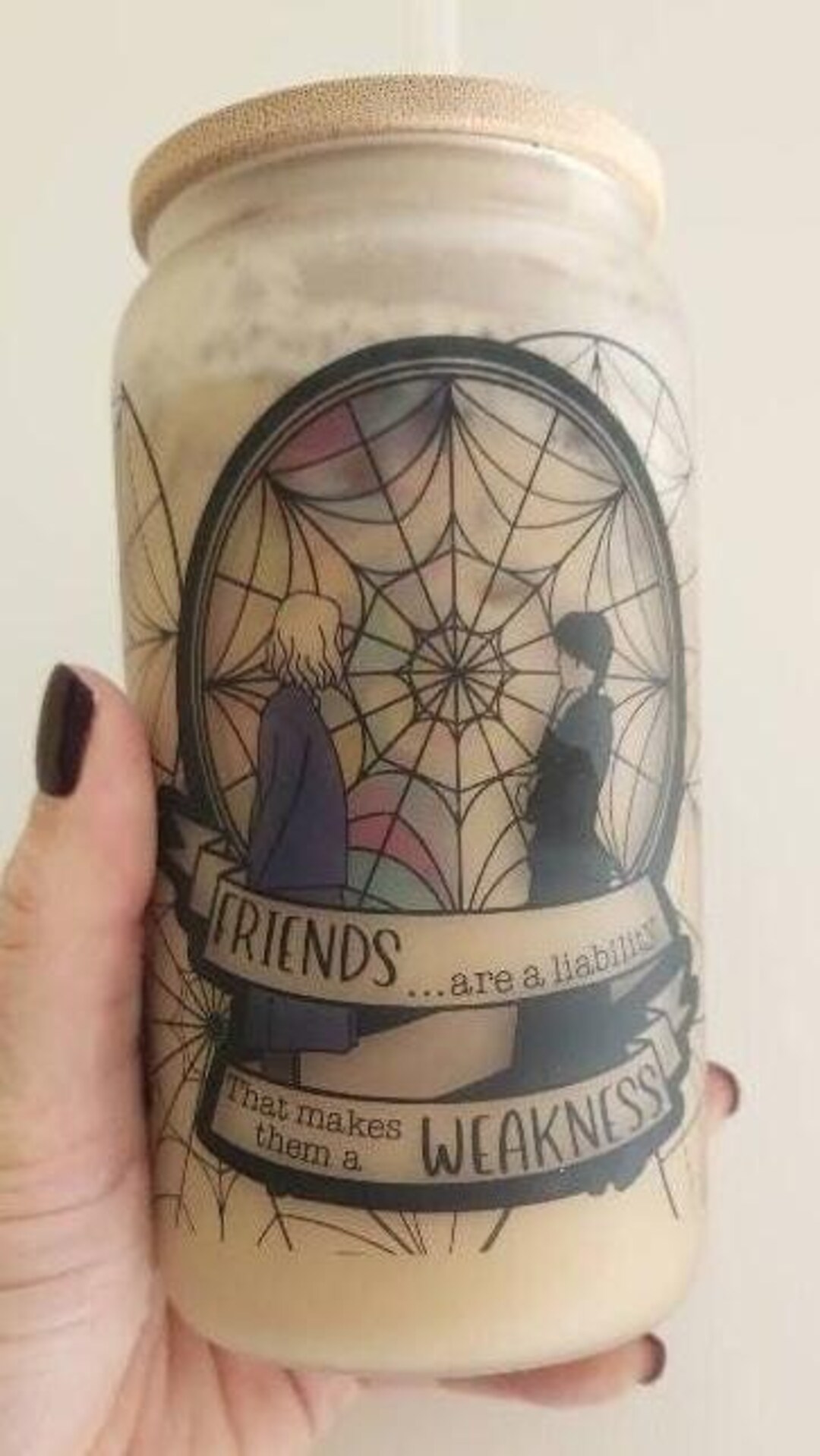 Wednesday Addams Glass Cup 16 Oz., Libbey, Friends Are a Weakness ...
