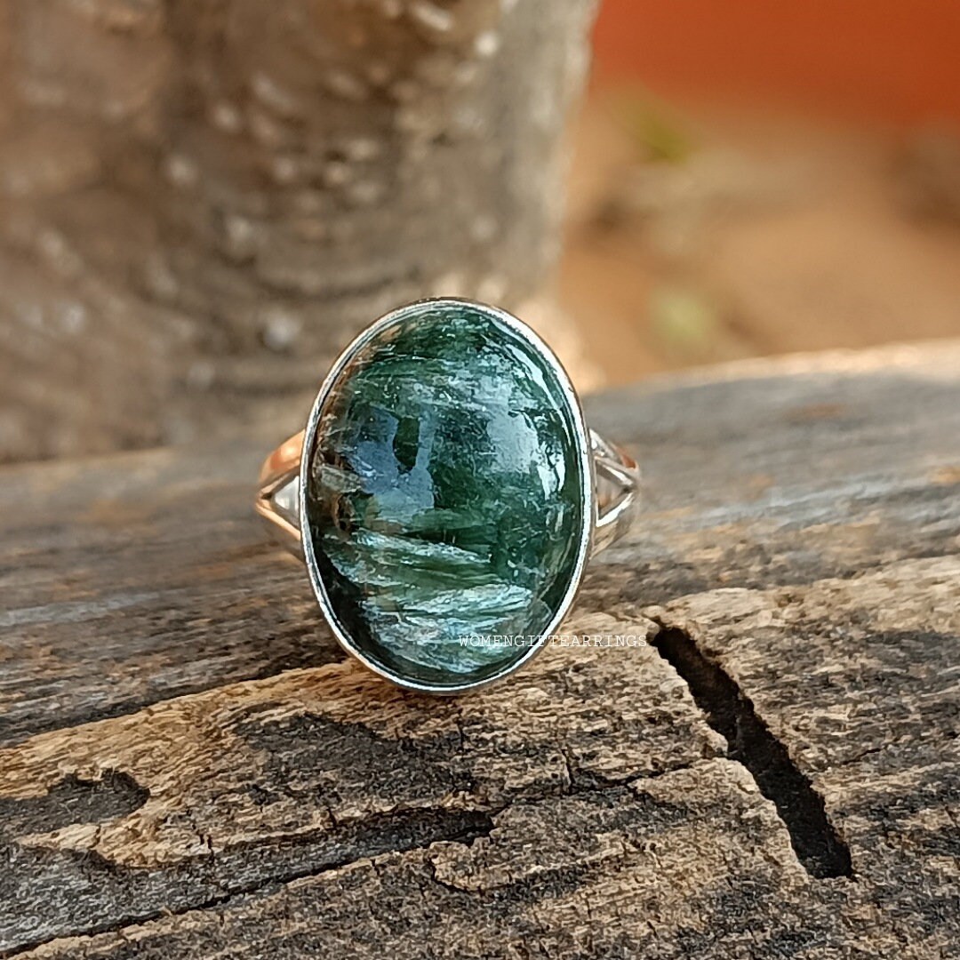 Seraphinite Ring , Sterling Silver Ring, Handmade Ring, Seraphinite ...