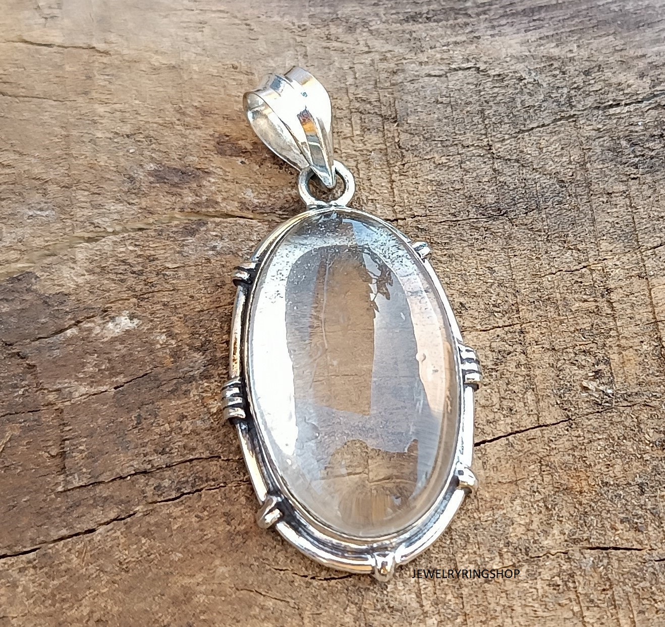 Natural Crystal Quartz Pendant 925 Sterling Silver Pendant - Etsy