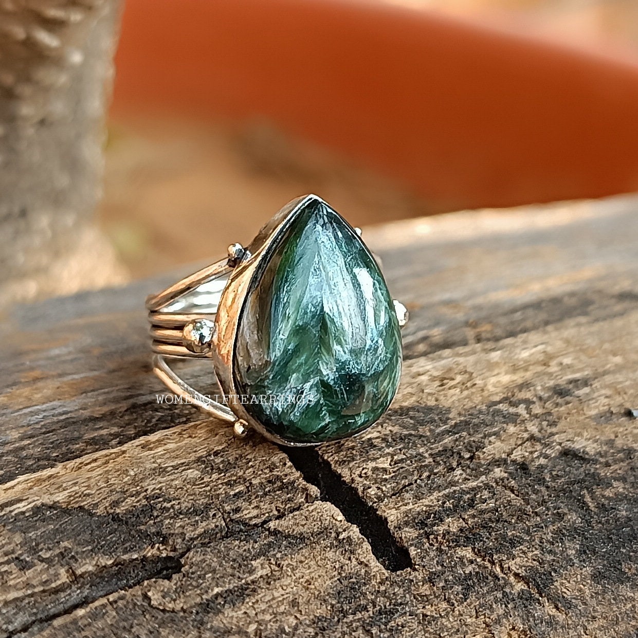 Seraphinite Ring 925 Sterling Silver Ring Handmade Ring - Etsy