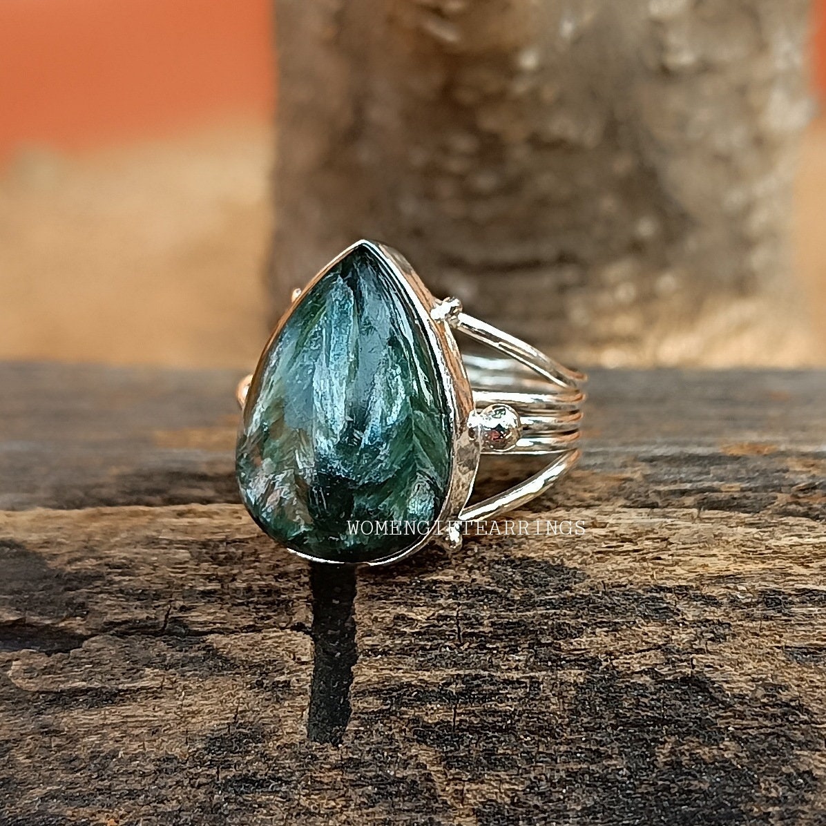 Seraphinite Ring 925 Sterling Silver Ring Handmade Ring - Etsy