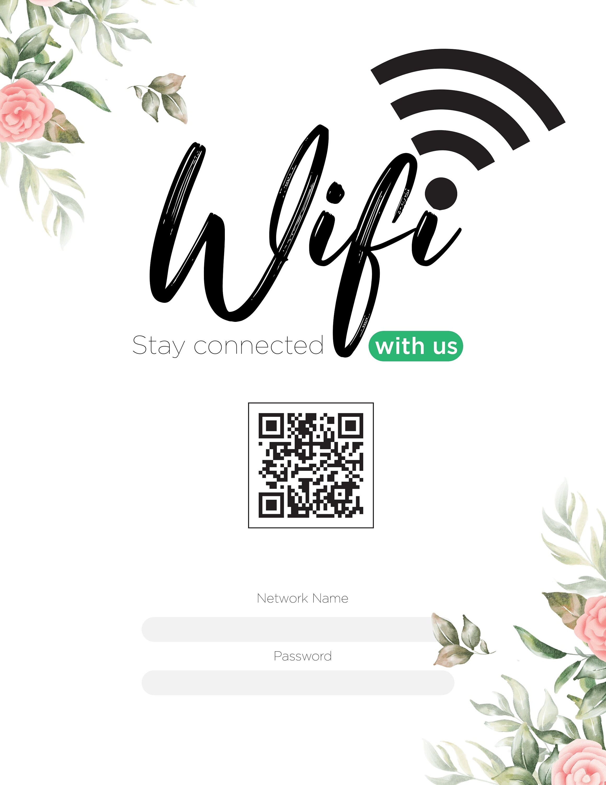 WIFI Password Sign Printable, Wifi Sign, Editable Wifi Sign Template - Etsy
