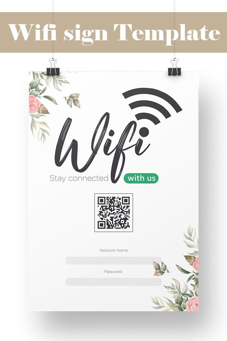WIFI Password Sign Printable, Wifi Sign, Editable Wifi Sign Template - Etsy
