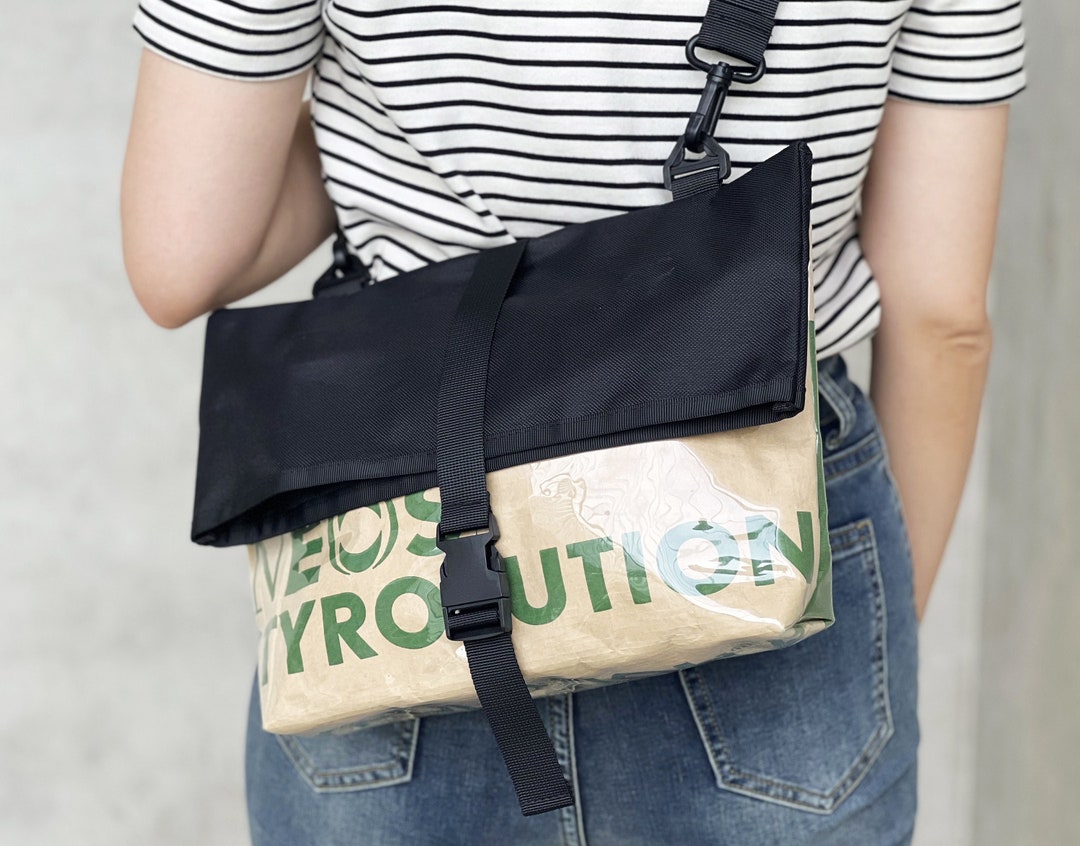 Upcycling Messenger Bag Made From Recycled Flour Sack, Crossbody Bag Upcycled, Bag Made From ...