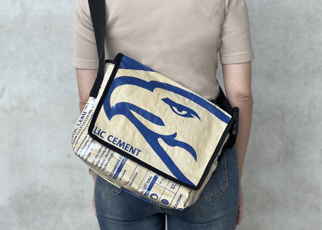 UNIQUE Upcycled Messenger Bag Made From Cement Sack, Upcycled Crossbody ...