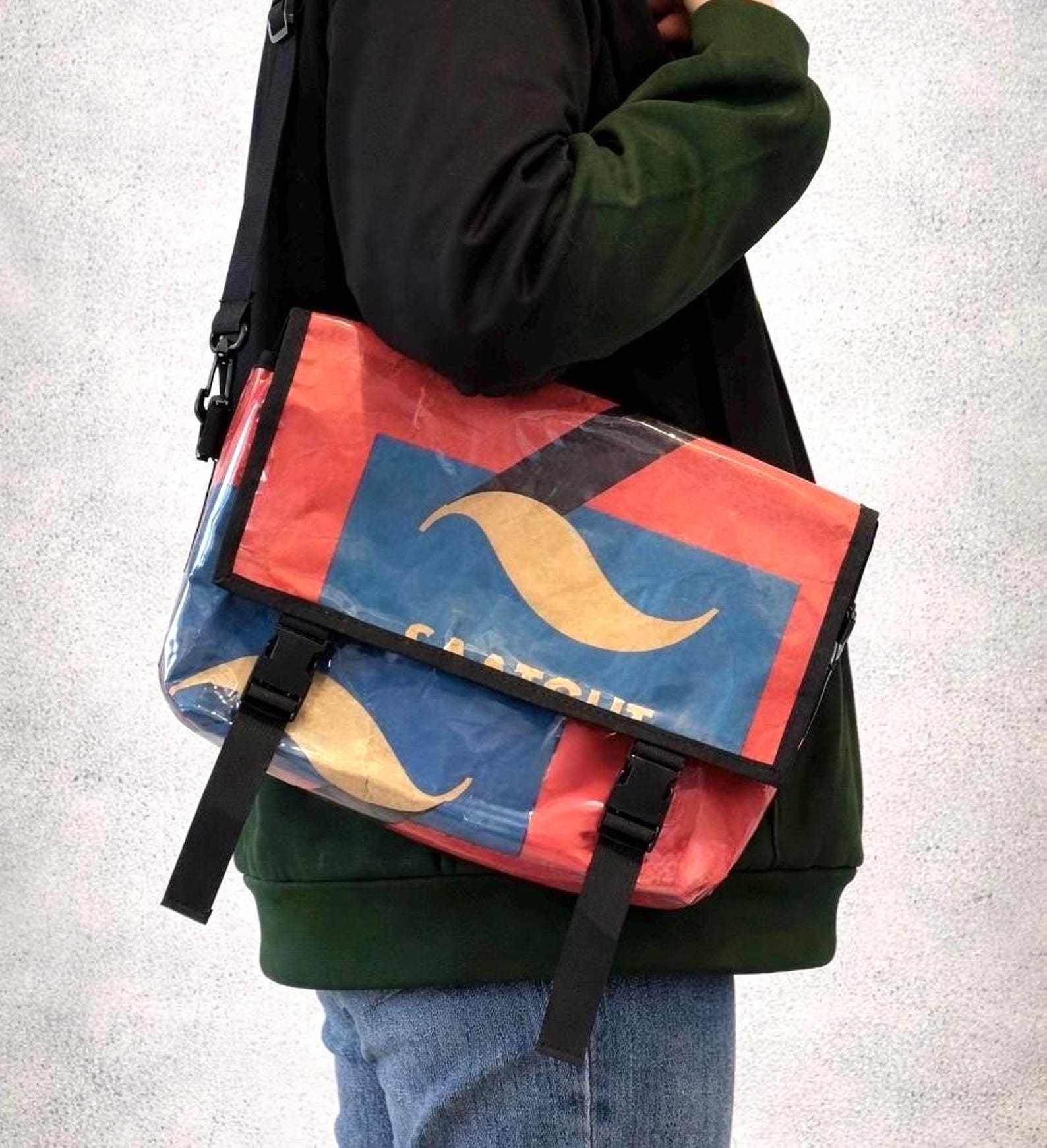 UNIQUE! Large Courier Bag Made From Recycled Paper Bags, Upcycled ...