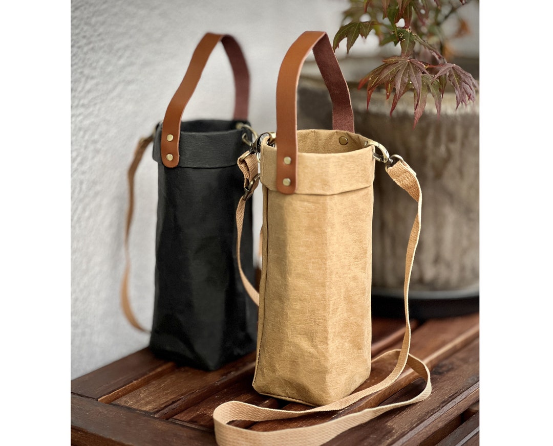 Shoulder Bottle Bag Made of Kraft Paper, Drinking Bottle Bag, Water Bottle Holder to Hang Around ...