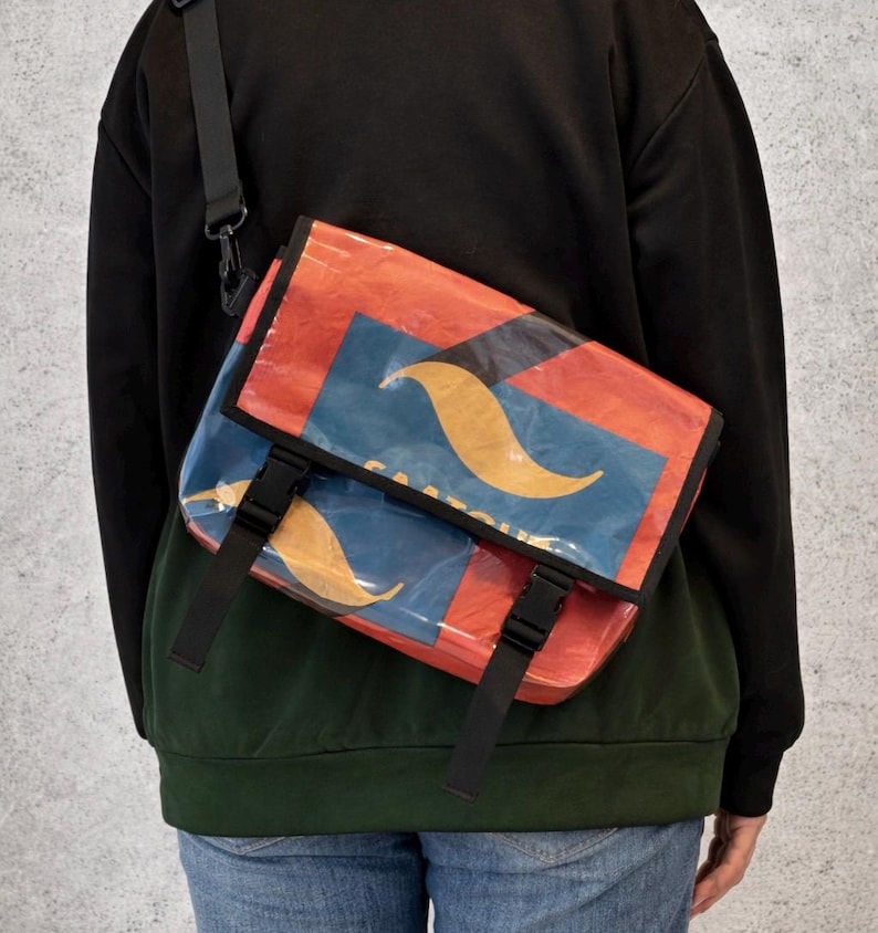 UNIQUE! Large Courier Bag Made From Recycled Paper Bags, Upcycled ...