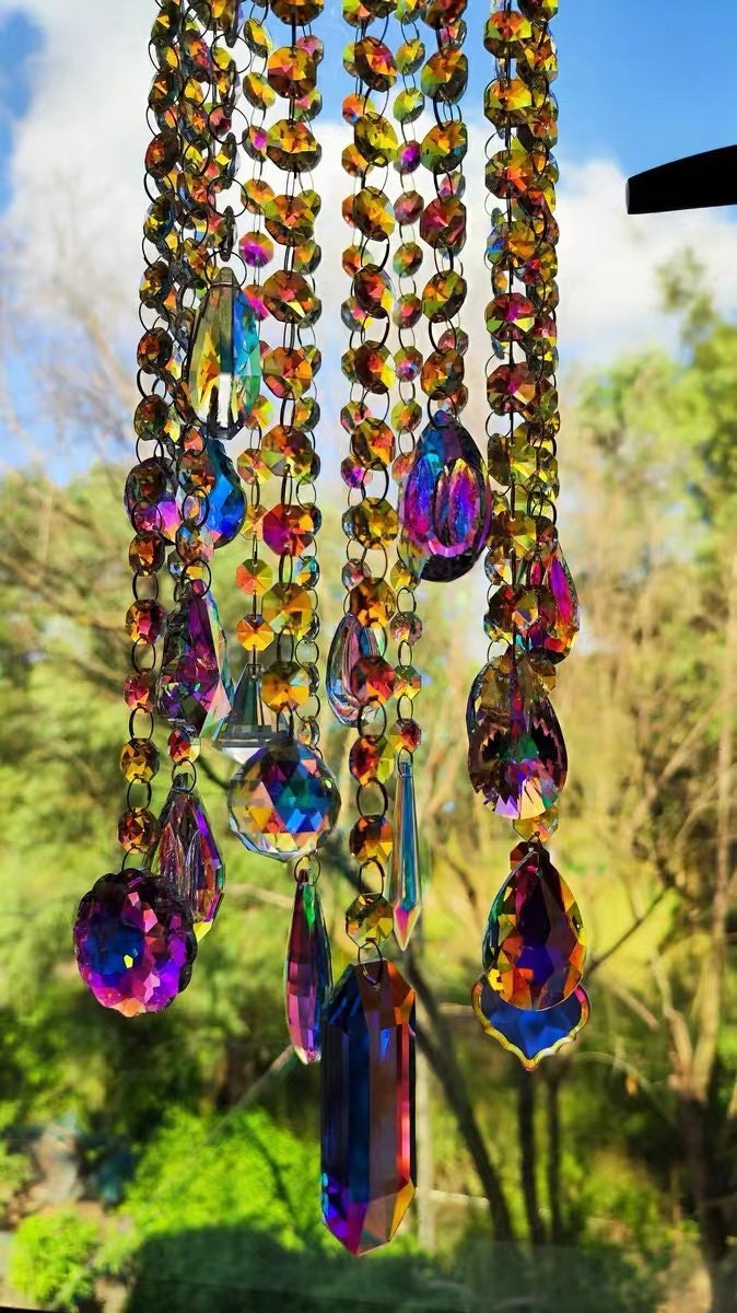Handmade Light Shadow Crystal Wind Chime Pendant Room Window Decoration ...