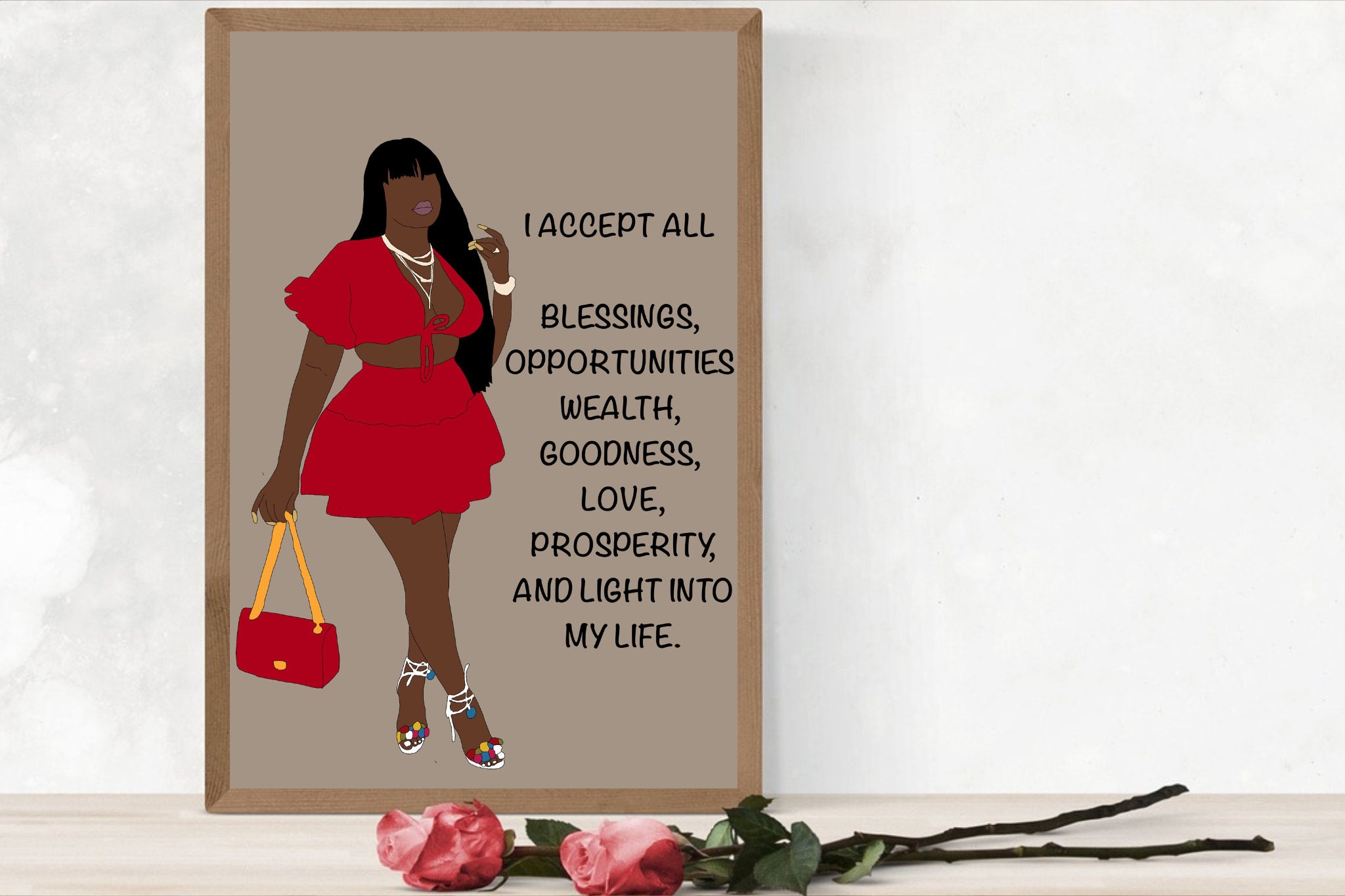 Black Woman Wall Art With Quote, Motivational Quotes Wall Art, Self ...