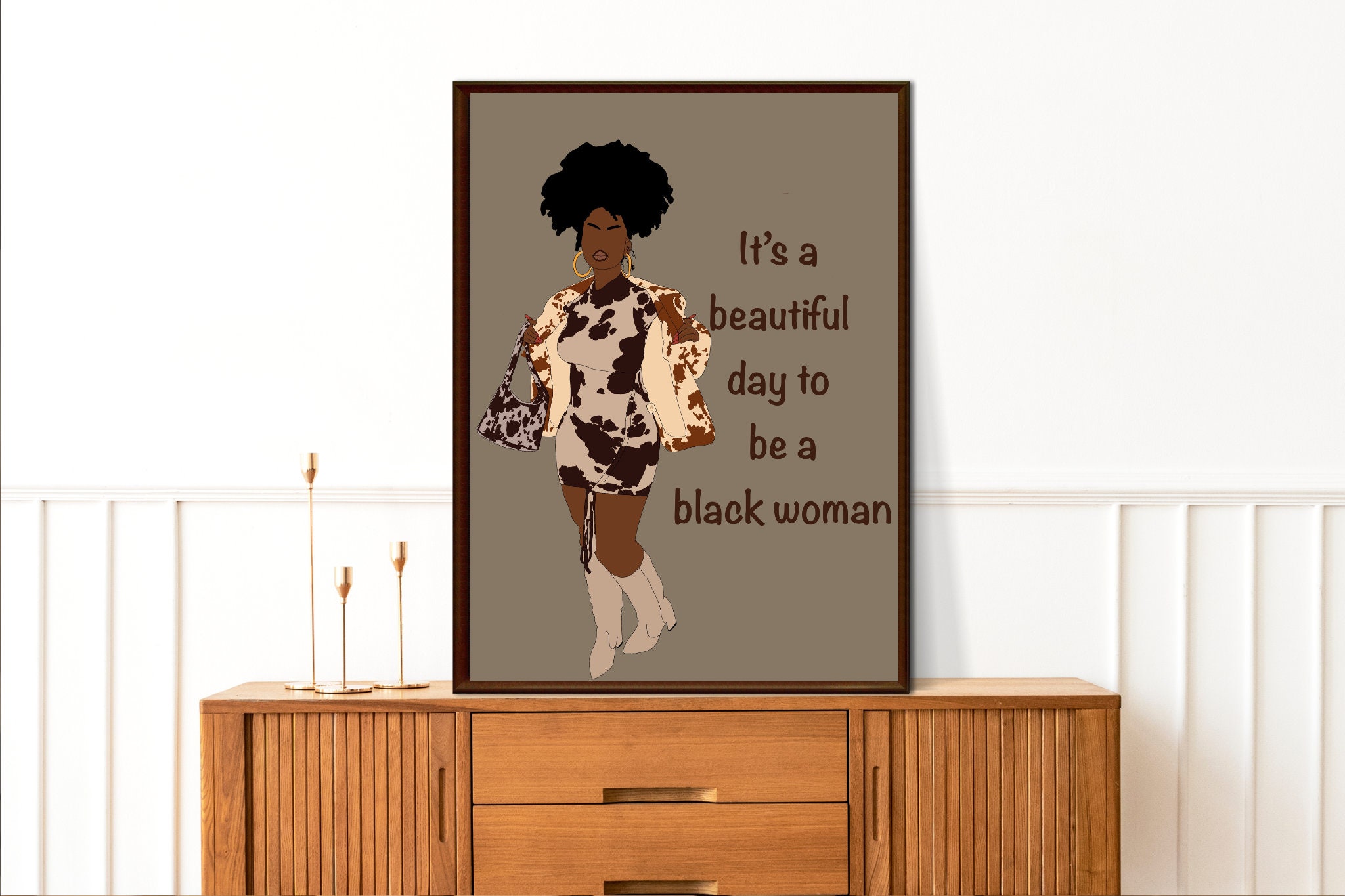 Black Woman Wall Art With Quote, Motivational Quotes Wall Art, Black ...