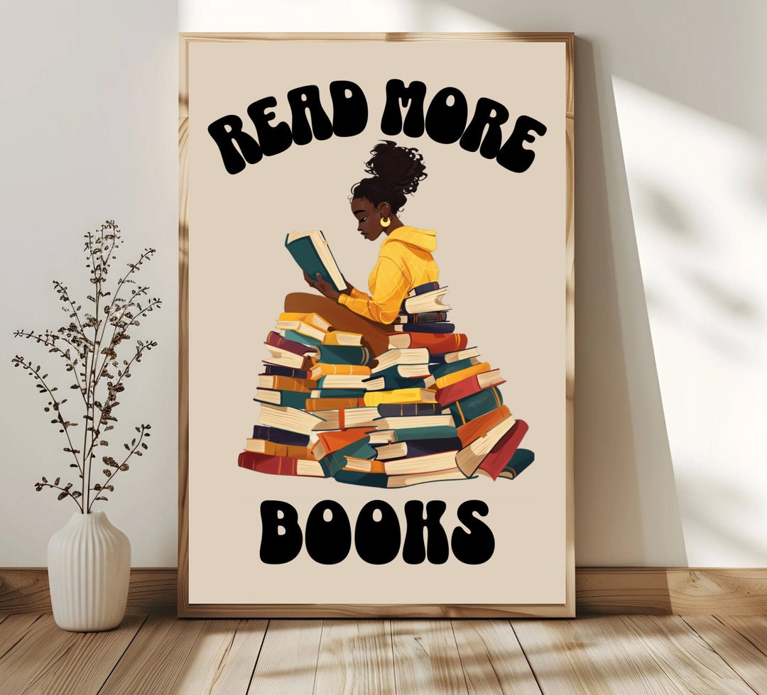 Read More Books Black Woman Art Print: African American Wall Decor ...