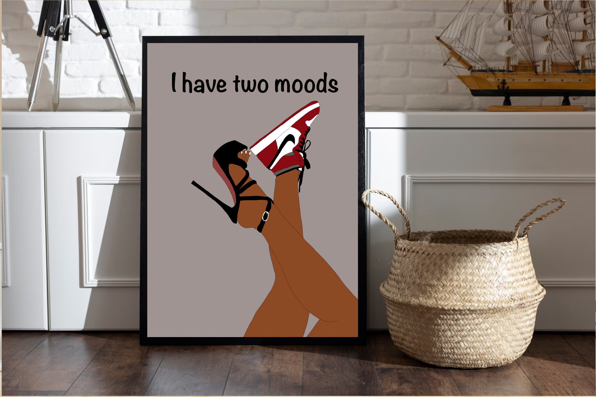 I Have Two Moods Wall Art, Black Woman Wall Art With Quote ...