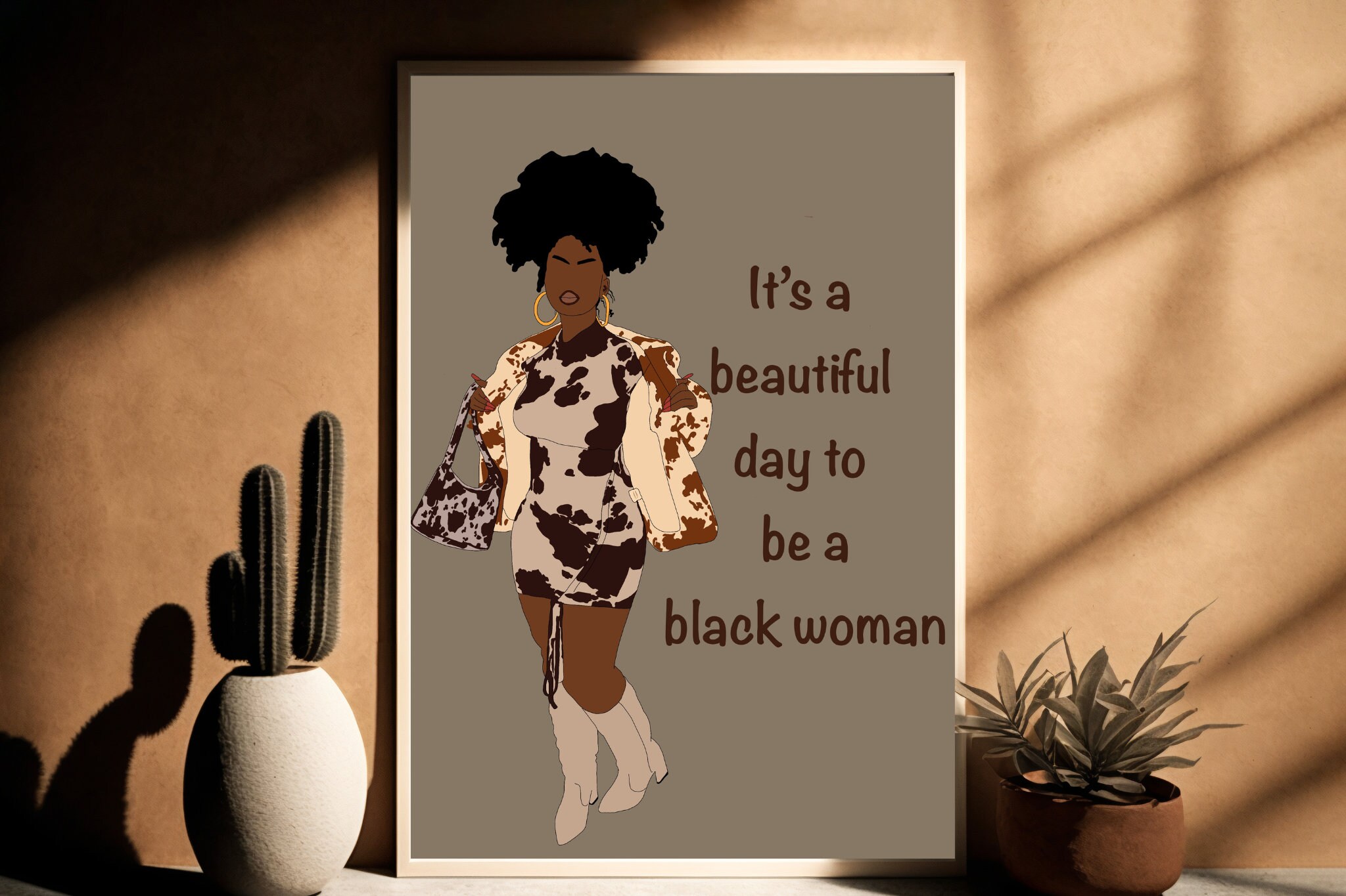 Black Woman Wall Art With Quote, Motivational Quotes Wall Art, Black ...