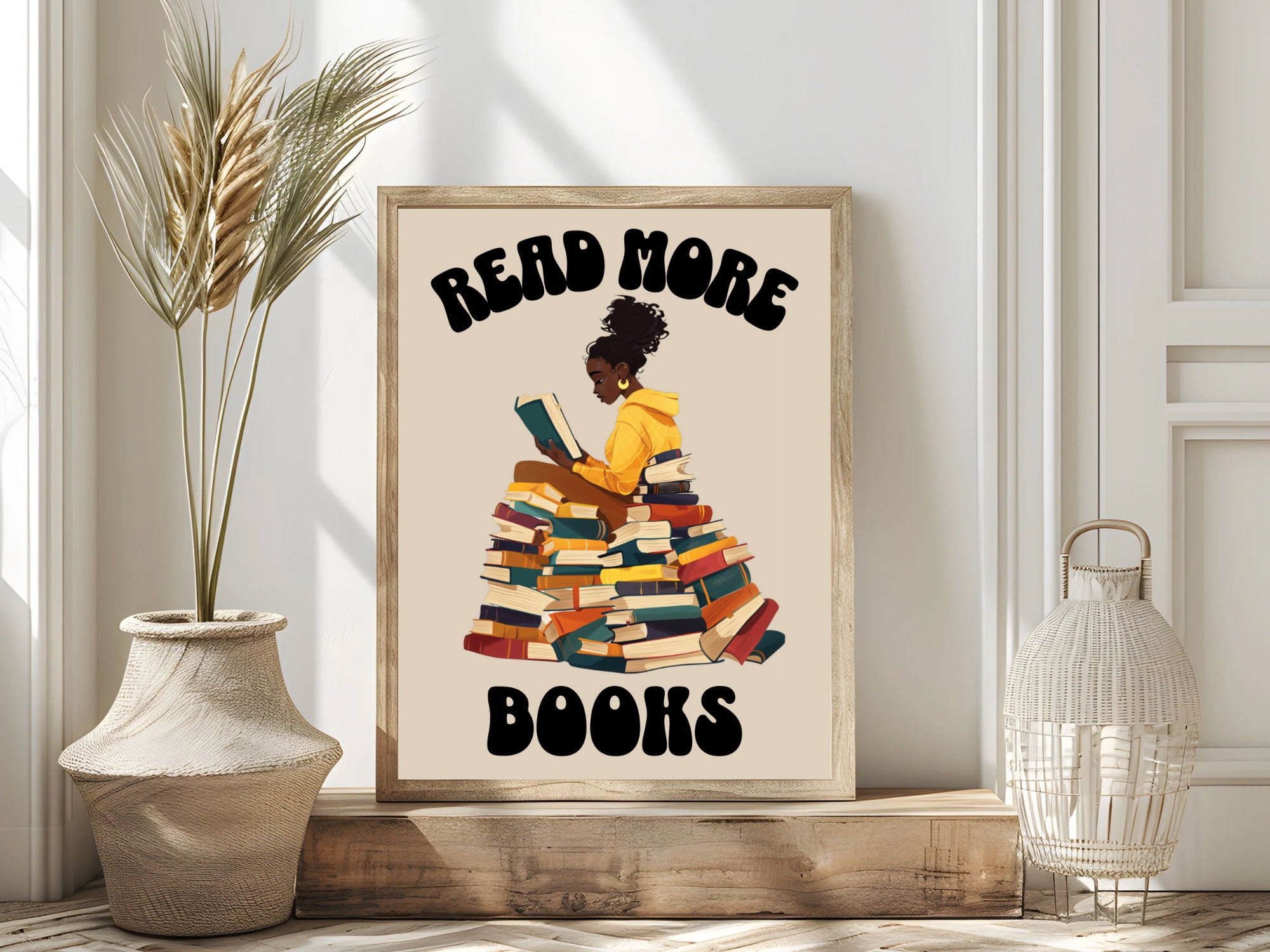 Read More Books Black Woman Art Print: African American Wall Decor ...