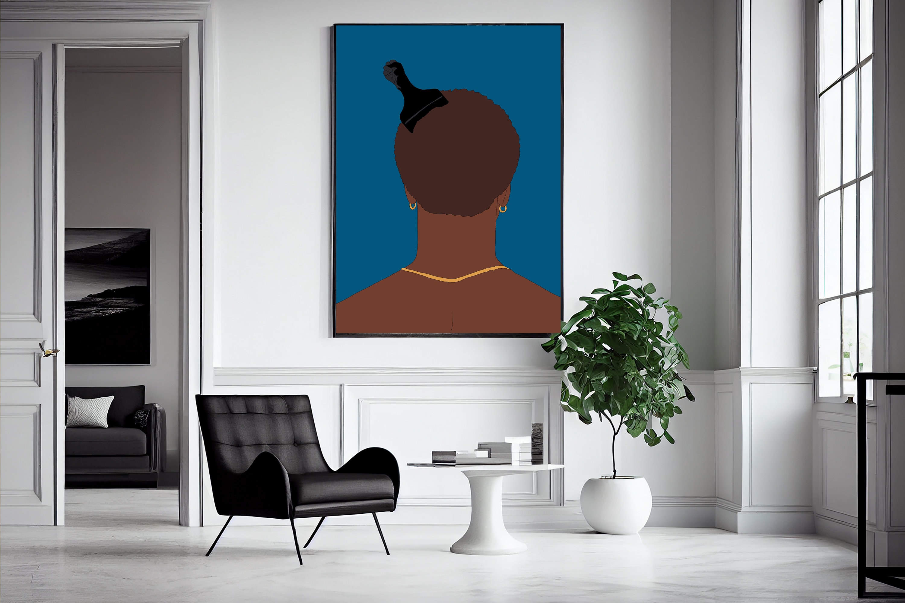 Black Afro Men Art Poster, Black Man Art, Black Man Wall Art, Black Man ...