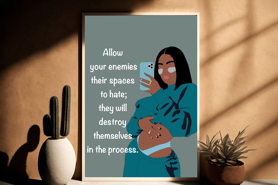 Black Woman Wall Art With Quote, Motivational Quotes Wall Art, Black ...
