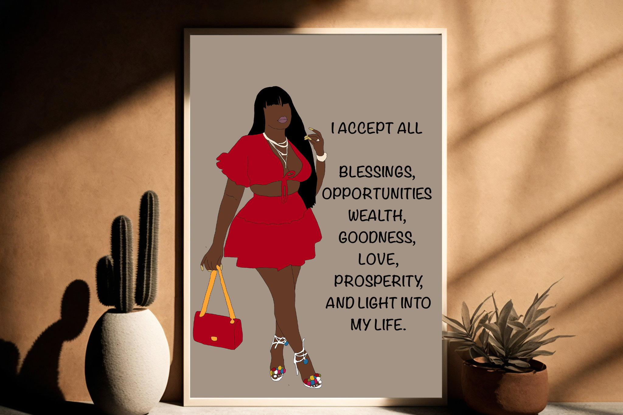 Black Woman Wall Art With Quote, Motivational Quotes Wall Art, Self ...