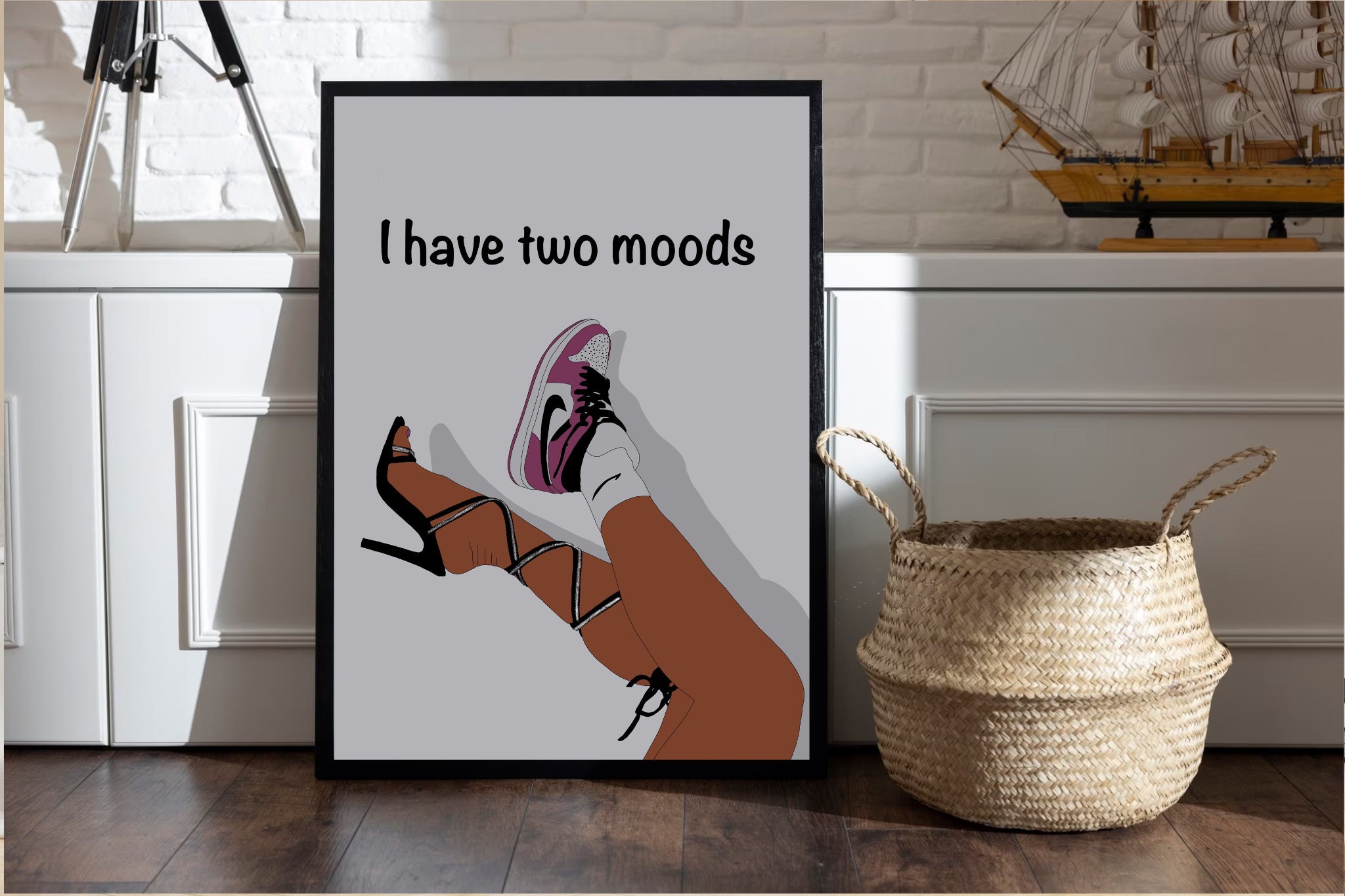 I Have Two Moods Wall Art, Black Woman Wall Art With Quote ...